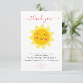 Cute Sunshine Baby Shower Flat Thank You Card | Zazzle