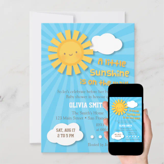 Cute Sunshine Baby Shower Invitations | Zazzle