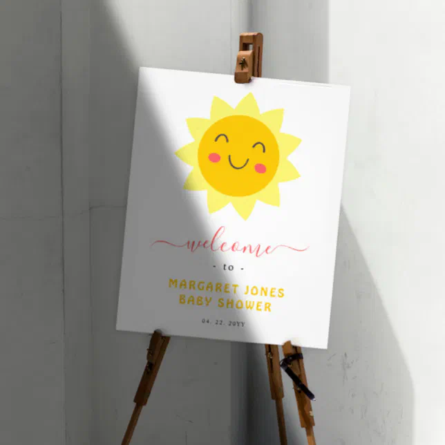 Cute Sunshine Baby Shower Welcome Sign | Zazzle