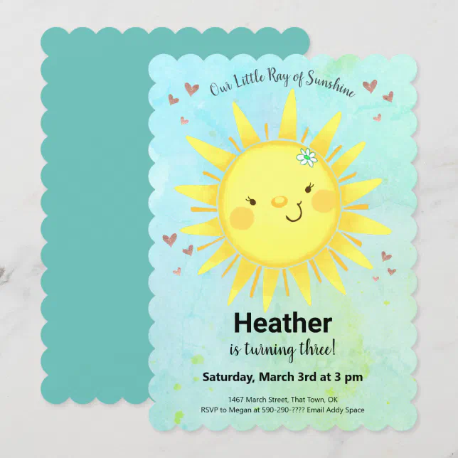Cute Sunshine Girl Birthday Party Invitation | Zazzle