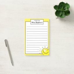 Cute Sunshine Smile Face From Teacher Post-it Notes | Zazzle