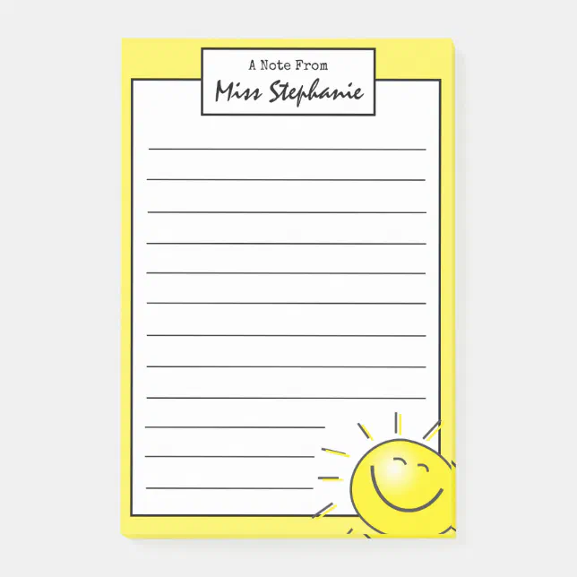Cute Sunshine Smile Face From Teacher Post-it Notes | Zazzle