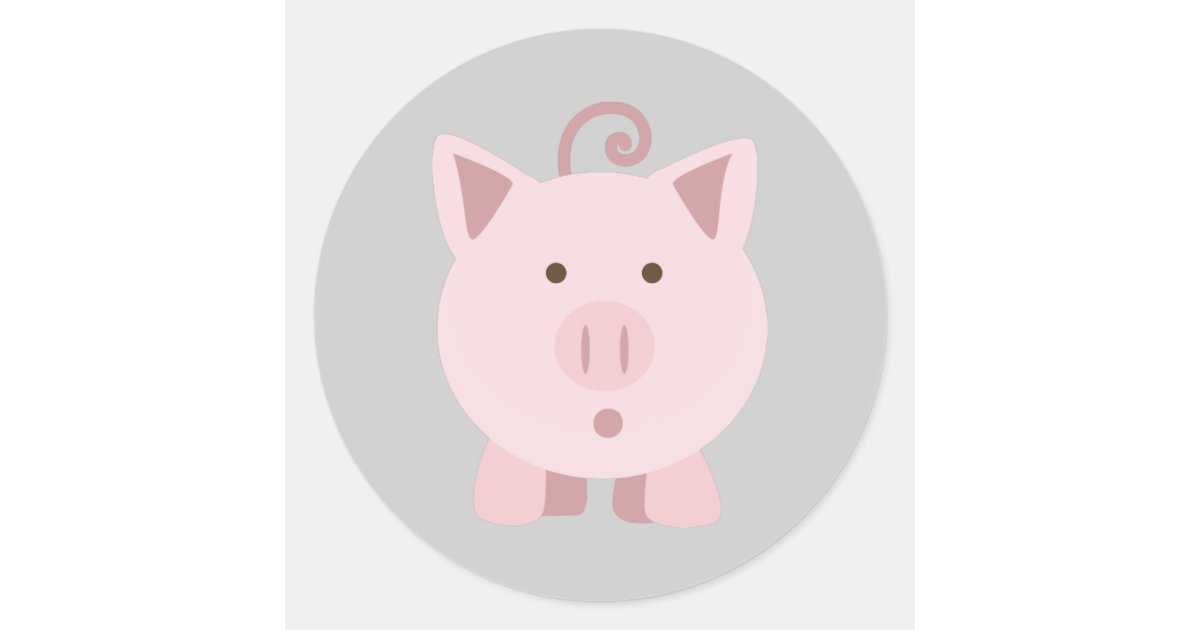 Cute Surprised Pig Classic Round Sticker | Zazzle