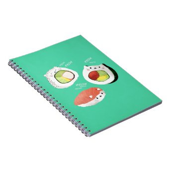 Cute Sushi Cat Notebook | Zazzle
