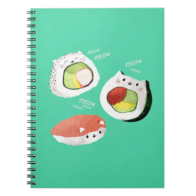 Cute Sushi Cat Notebook | Zazzle