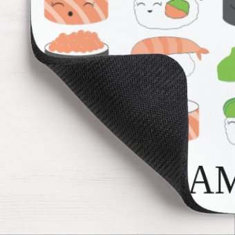 Cute Sushi Kawaii Illustration Custom Mouse Pad | Zazzle