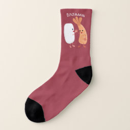 Cute sushi rice prawn friends cartoon socks | Zazzle