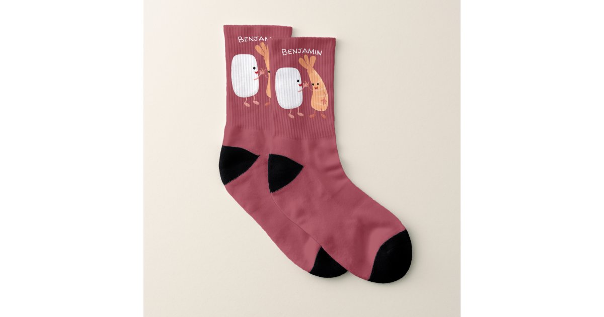 Cute sushi rice prawn friends cartoon socks | Zazzle