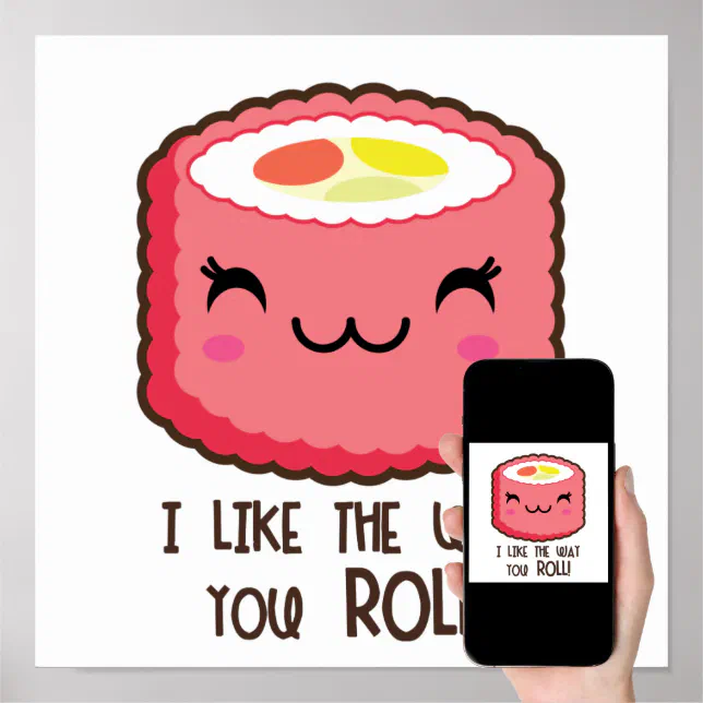 Cute Sushi Roll Emoji Poster | Zazzle
