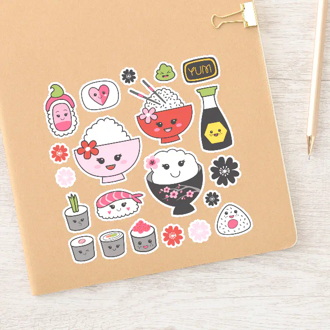 Cute Sushi Vinyl Stickers | Zazzle