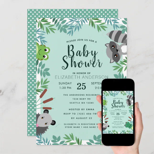 Cute Swamp Critters Baby Shower Invitation | Zazzle