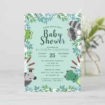 Cute Swamp Critters Baby Shower Invitation | Zazzle