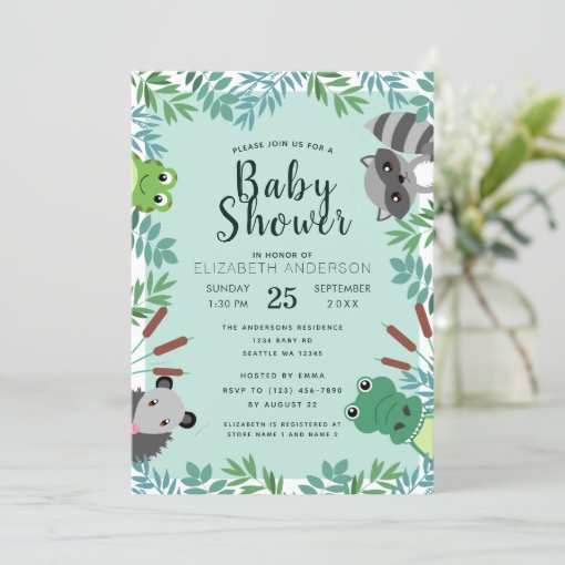 Cute Swamp Critters Baby Shower Invitation | Zazzle