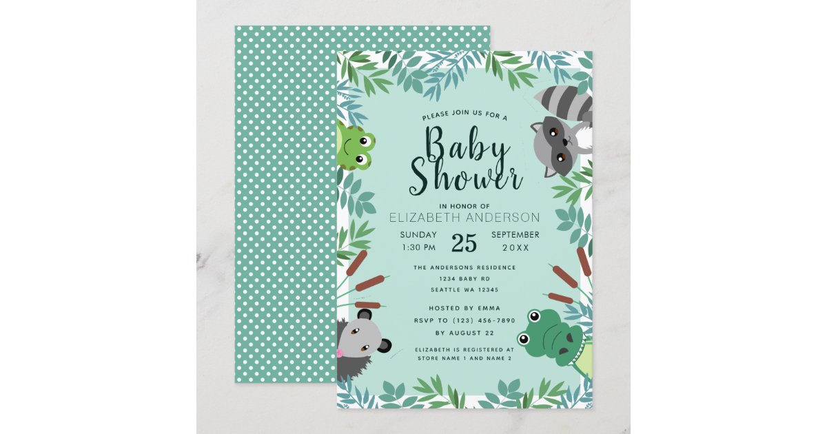 Cute Swamp Critters Baby Shower Invitation | Zazzle