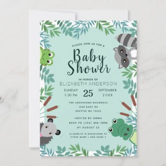 Cute Swamp Critters Baby Shower Invitation | Zazzle
