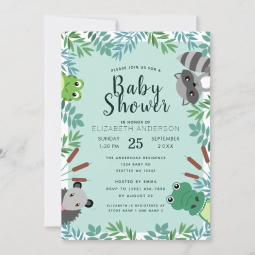 Cute Swamp Critters Baby Shower Invitation | Zazzle
