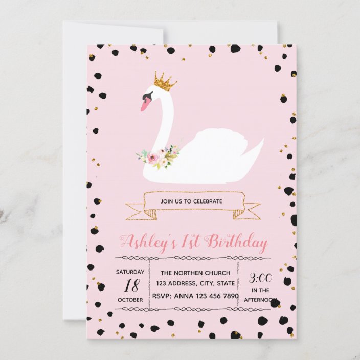 Cute swan birthday party invitation | Zazzle.com