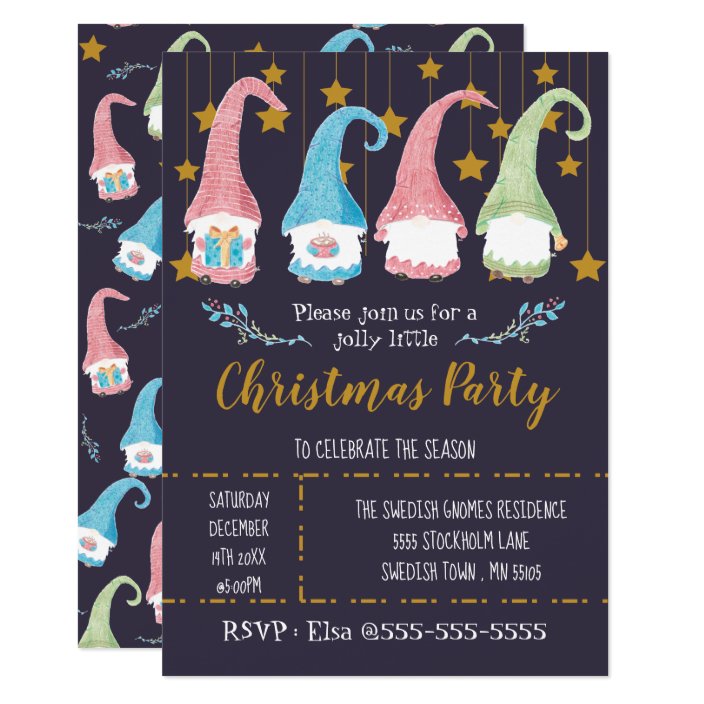 Cute Swedish Gnomes Christmas Party Invitation | Zazzle.com