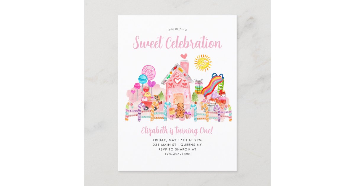 Cute Sweet Celebration Candyland Kids Birthday Postcard | Zazzle