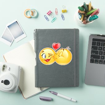 cute sweet emoji love hearts kiss sticker | Zazzle