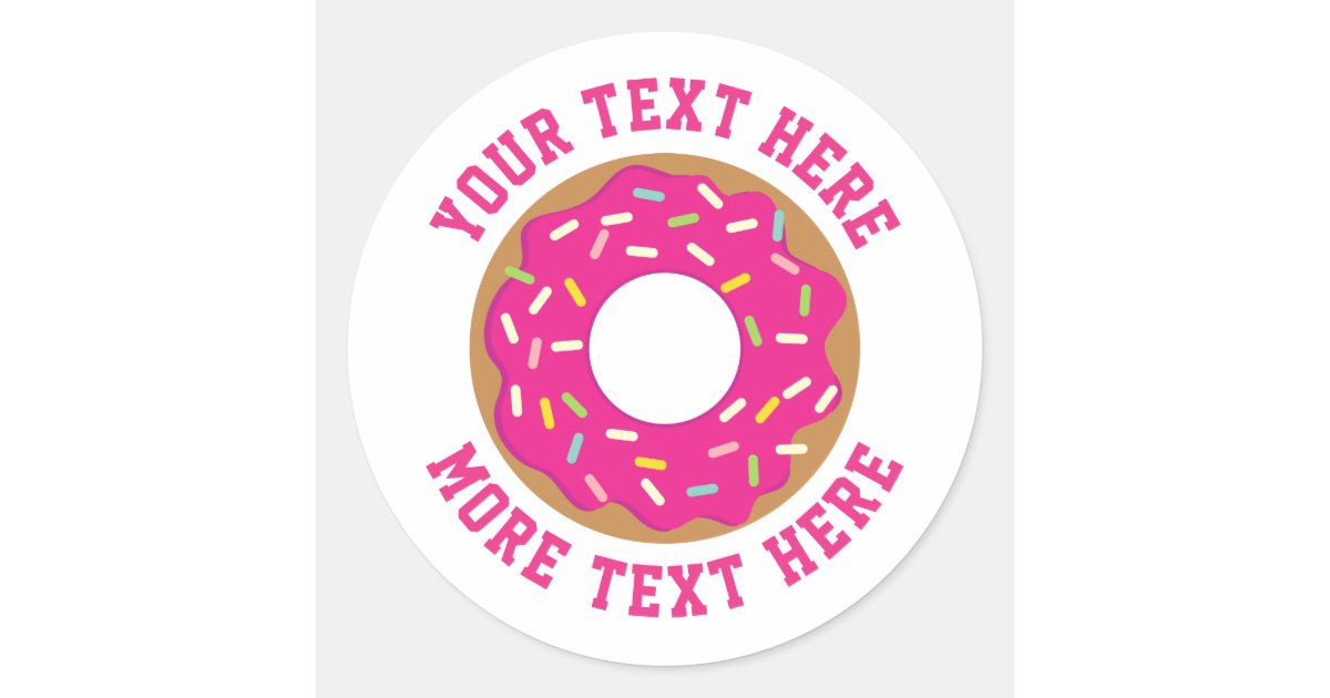 Cute sweet pink donut with sprinkles custom classic round sticker | Zazzle