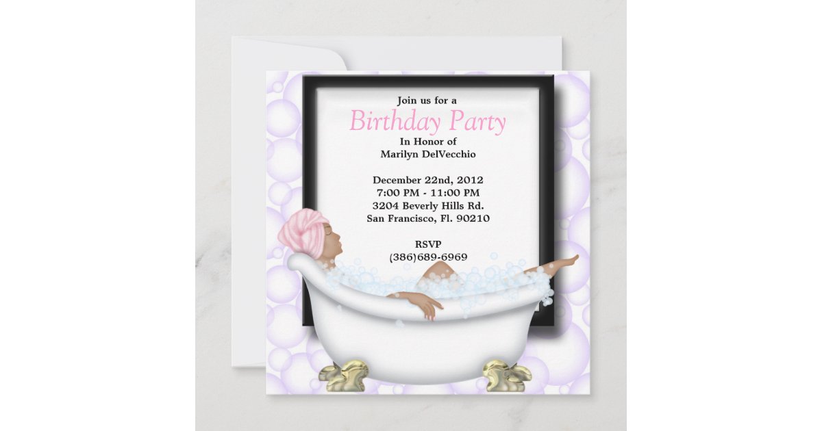 CUTE Sweet Spa Bath Massage and Beauty Party Invit Invitation | Zazzle