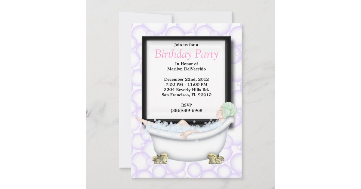 CUTE Sweet Spa Bath Massage and Beauty Party Invit Invitation | Zazzle