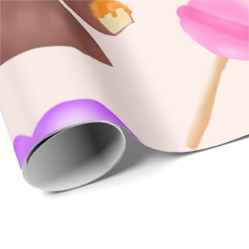Cute sweets candy illustration kids birthday party wrapping paper | Zazzle