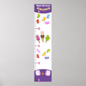 Cute sweets treats cartoon growth chart | Zazzle