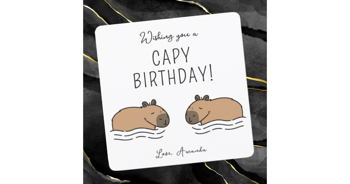 Cute Swimming Capybaras Capy Birthday Card | Zazzle