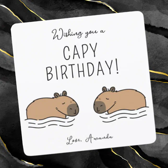 Cute Swimming Capybaras Capy Birthday Card | Zazzle