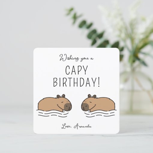 Cute Swimming Capybaras Capy Birthday Card | Zazzle