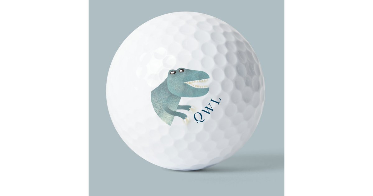 Cute T-Rex Dinosaur Monogram Golf Balls | Zazzle