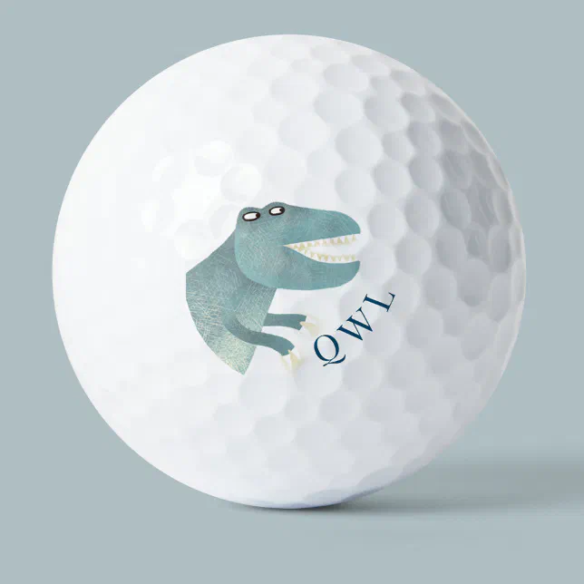 Cute T-Rex Dinosaur Monogram Golf Balls | Zazzle