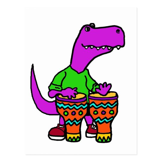 Cute T-rex Dinosaur Playing Bongo Drums Postcard | Zazzle.com