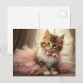 Cute Tabby Kitten Wearing a Pink Tutu Postcard | Zazzle