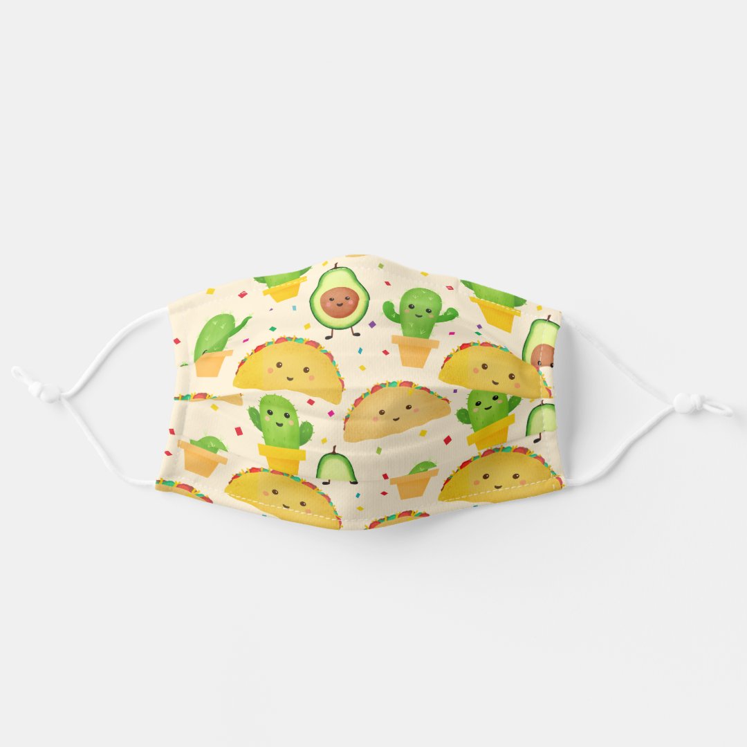 Cute Taco Fiesta Adult Cloth Face Mask | Zazzle