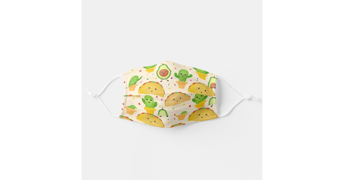 Cute Taco Fiesta Adult Cloth Face Mask | Zazzle