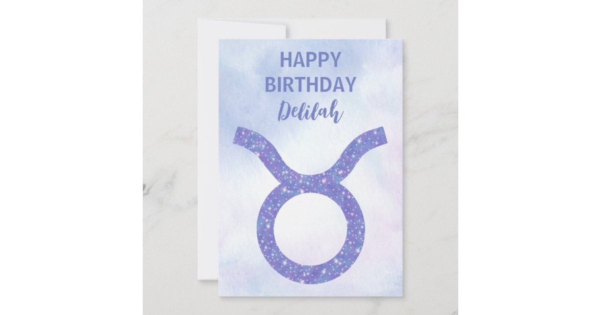 Cute Taurus Astrology Sign Personalized Purple Card | Zazzle