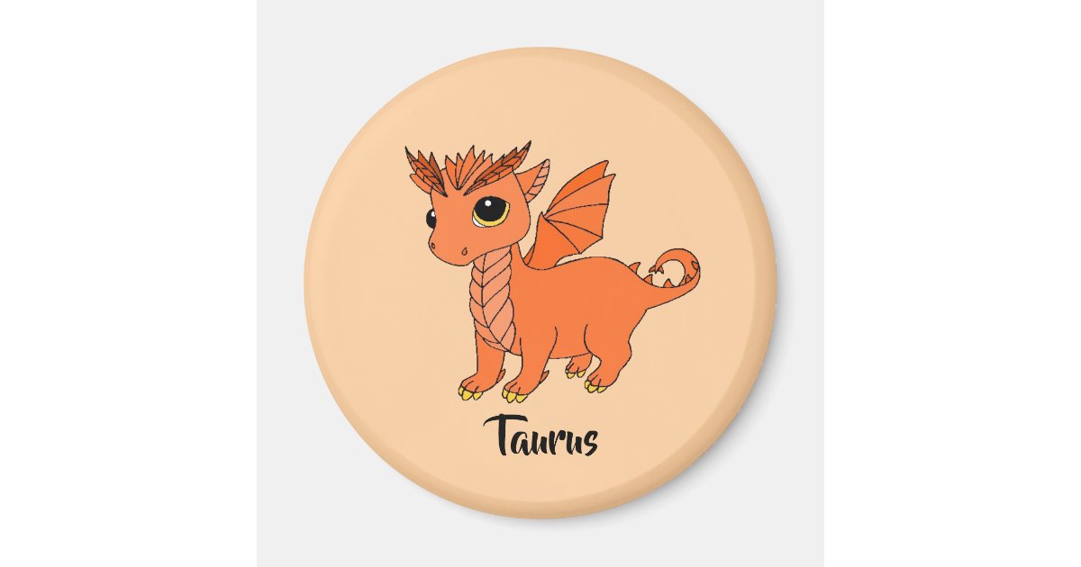 Cute Taurus Dragon design zodiac magnet | Zazzle
