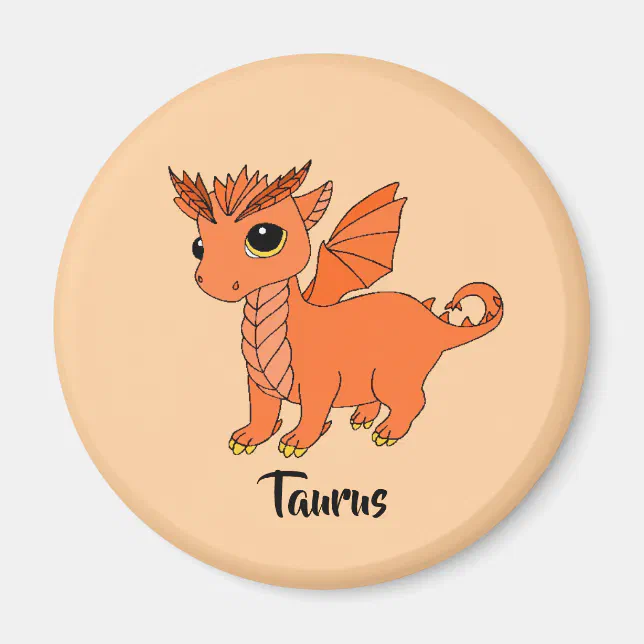 Cute Taurus Dragon design zodiac magnet | Zazzle