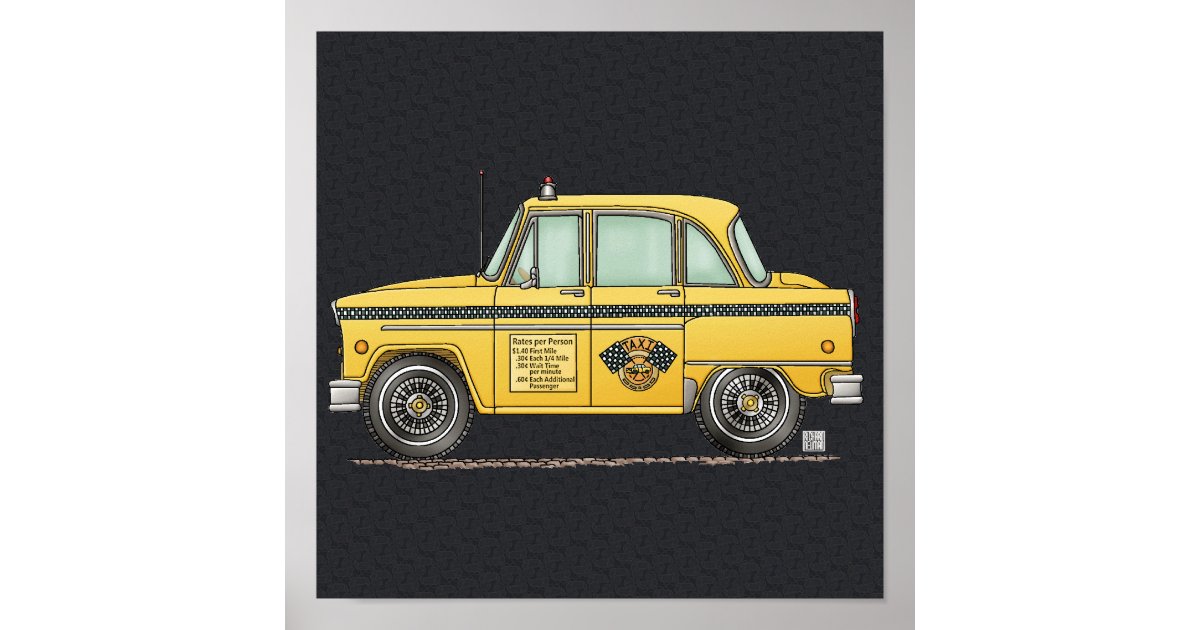 Cute Taxi Cab Poster | Zazzle