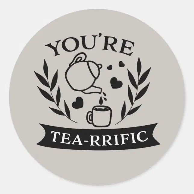 Cute Tea lovers word art Classic Round Sticker | Zazzle
