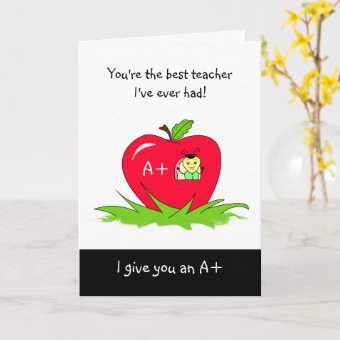Cute Teacher Appreciation Day Apple For Teacher Card | Zazzle