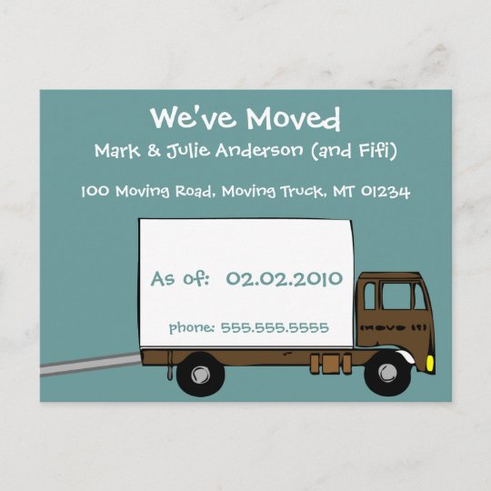 Cute Teal Moving-Truck We're Moving Cards | Zazzle.com