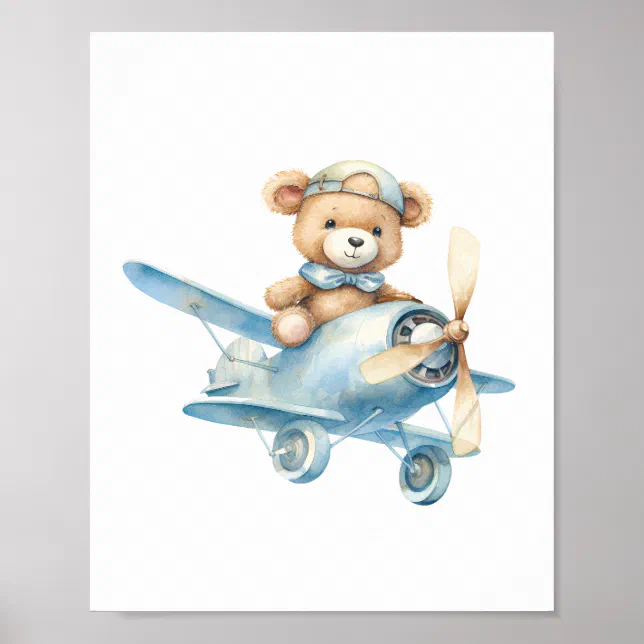 Cute Teddy Bear Baby Shower Nursery Poster | Zazzle