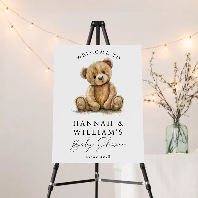 Cute Teddy Bear Baby Shower Welcome Sign | Zazzle