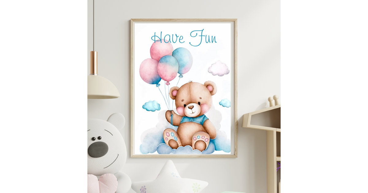 Cute Teddy Bear Balloons Animal Print Zazzle