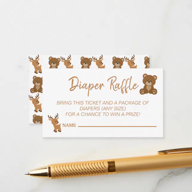 Cute Teddy Bear Deer Diaper Raffle Baby Shower Gam Enclosure Card | Zazzle