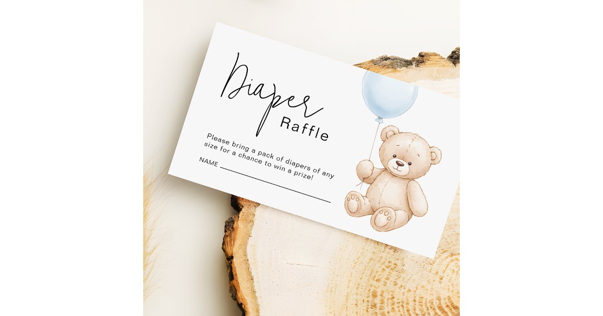 Cute Teddy Bear Diaper Raffle Ticket Enclosure Card | Zazzle